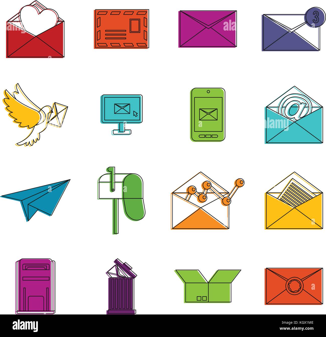 Email icons doodle set Stock Vector Image & Art - Alamy