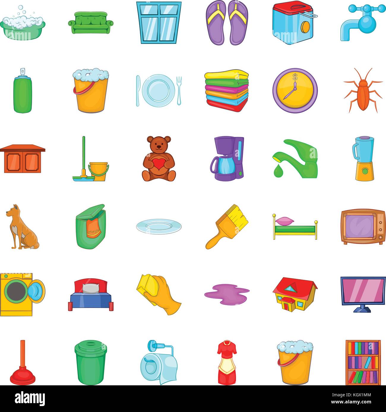 Washing icons set, cartoon style Stock Vector Image & Art - Alamy