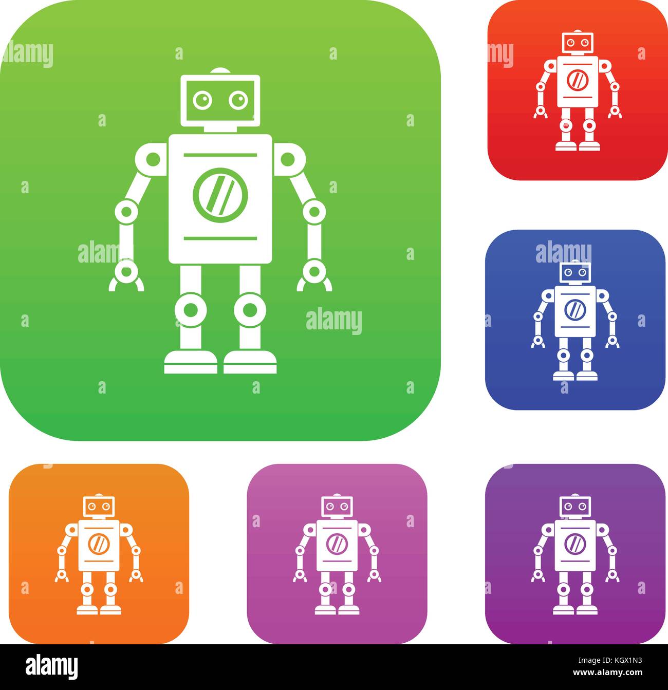 Retro robot set color collection Stock Vector Image & Art - Alamy