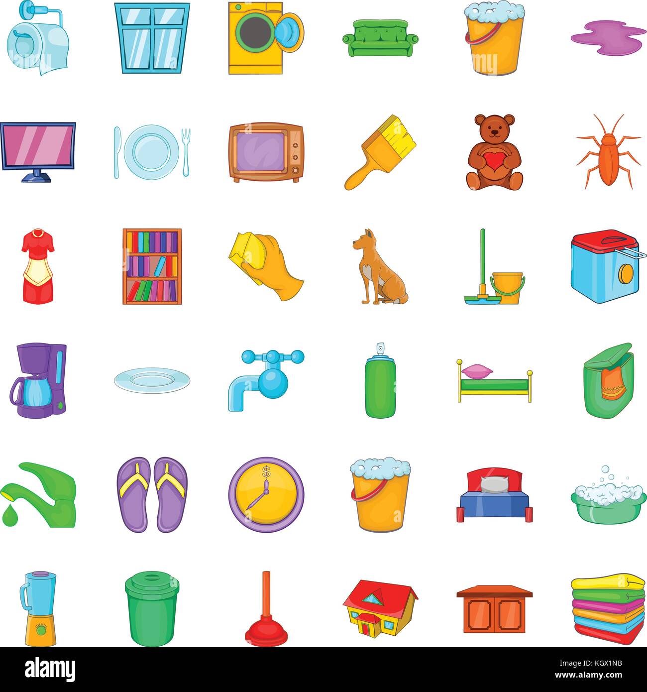 Brush icons set, cartoon style Stock Vector Image & Art - Alamy