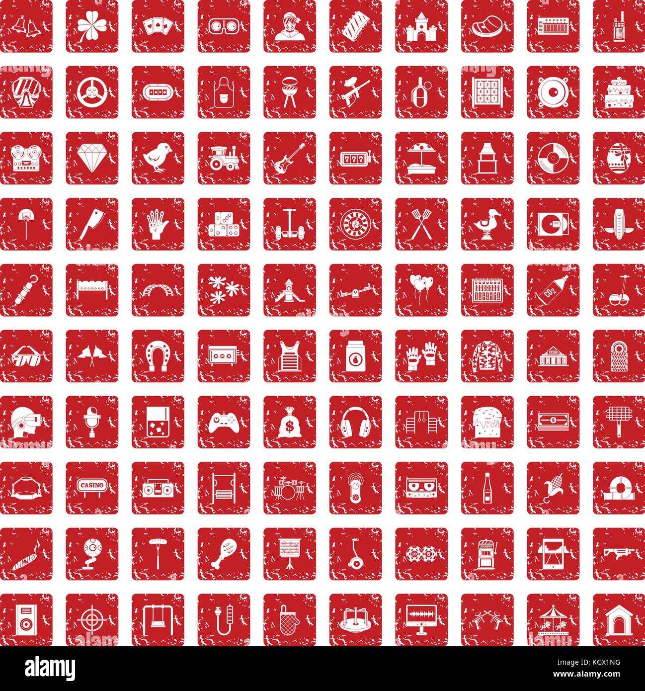 100 entertainment icons set grunge red Stock Vector Image & Art - Alamy
