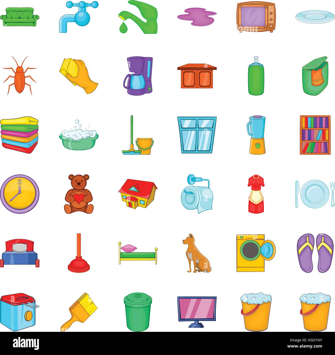 Clean icons set, cartoon style Stock Vector Image & Art - Alamy