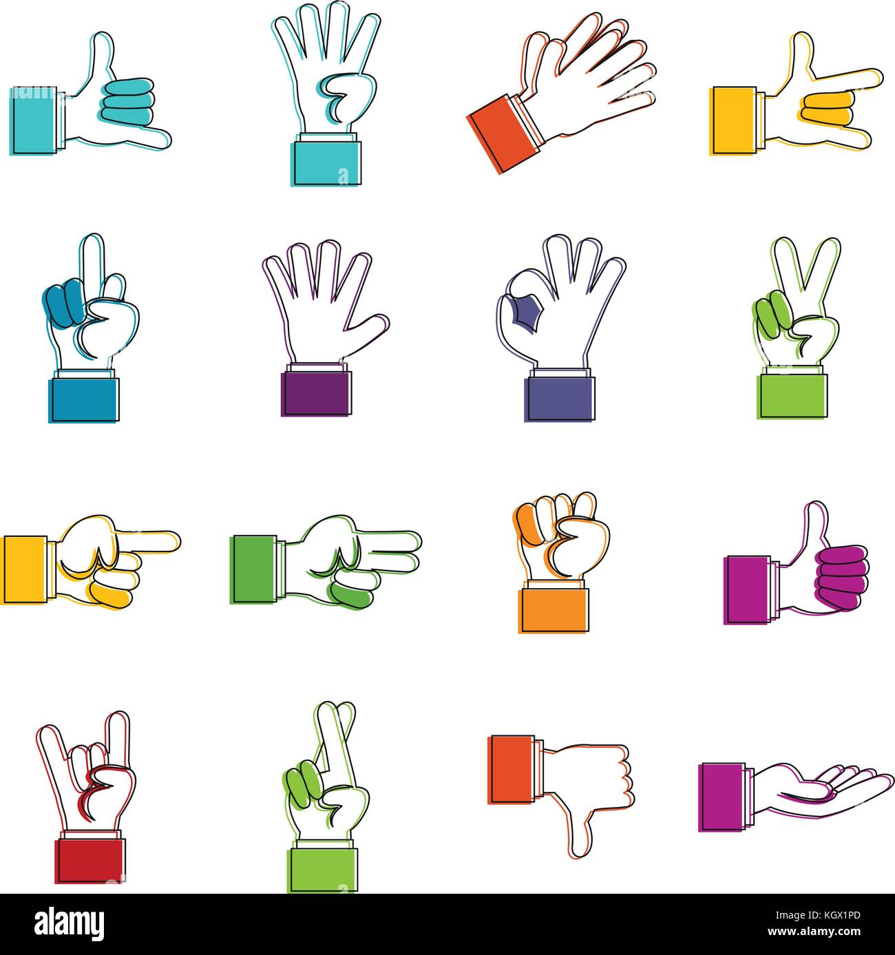 Hand gesture icons doodle set Stock Vector Image & Art - Alamy