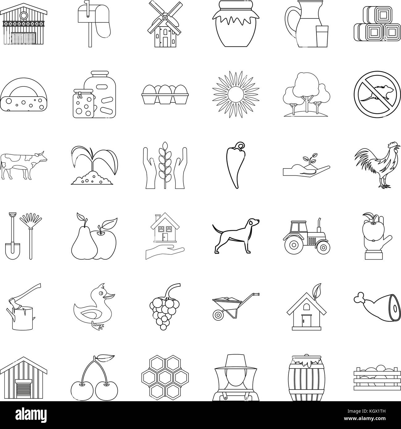 Farm icons set, outline style Stock Vector Image & Art - Alamy