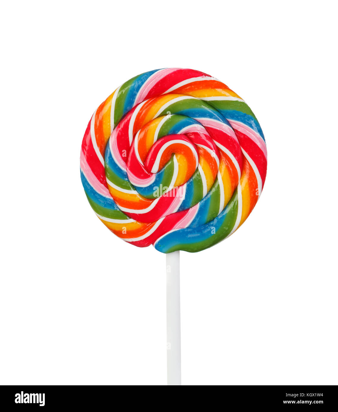 Nice lollipop with many colors in a spiral isolated on a white ...