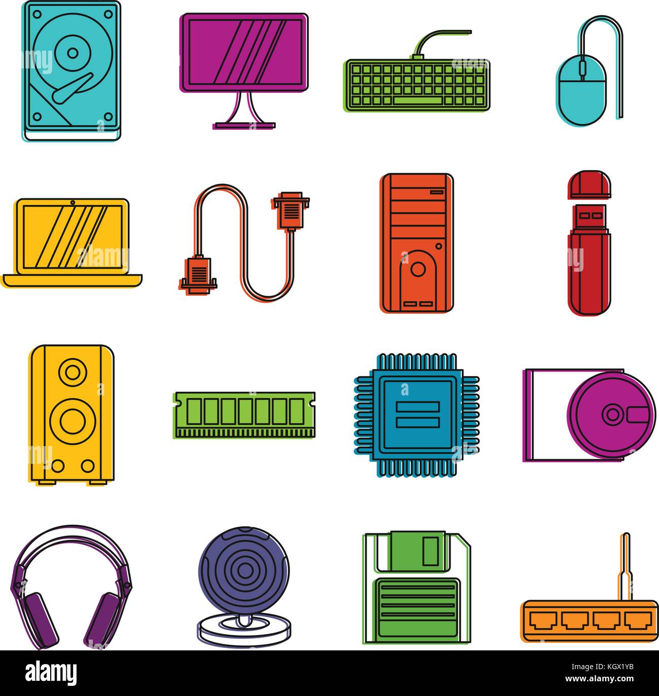 Computer icons doodle set Stock Vector Image & Art - Alamy