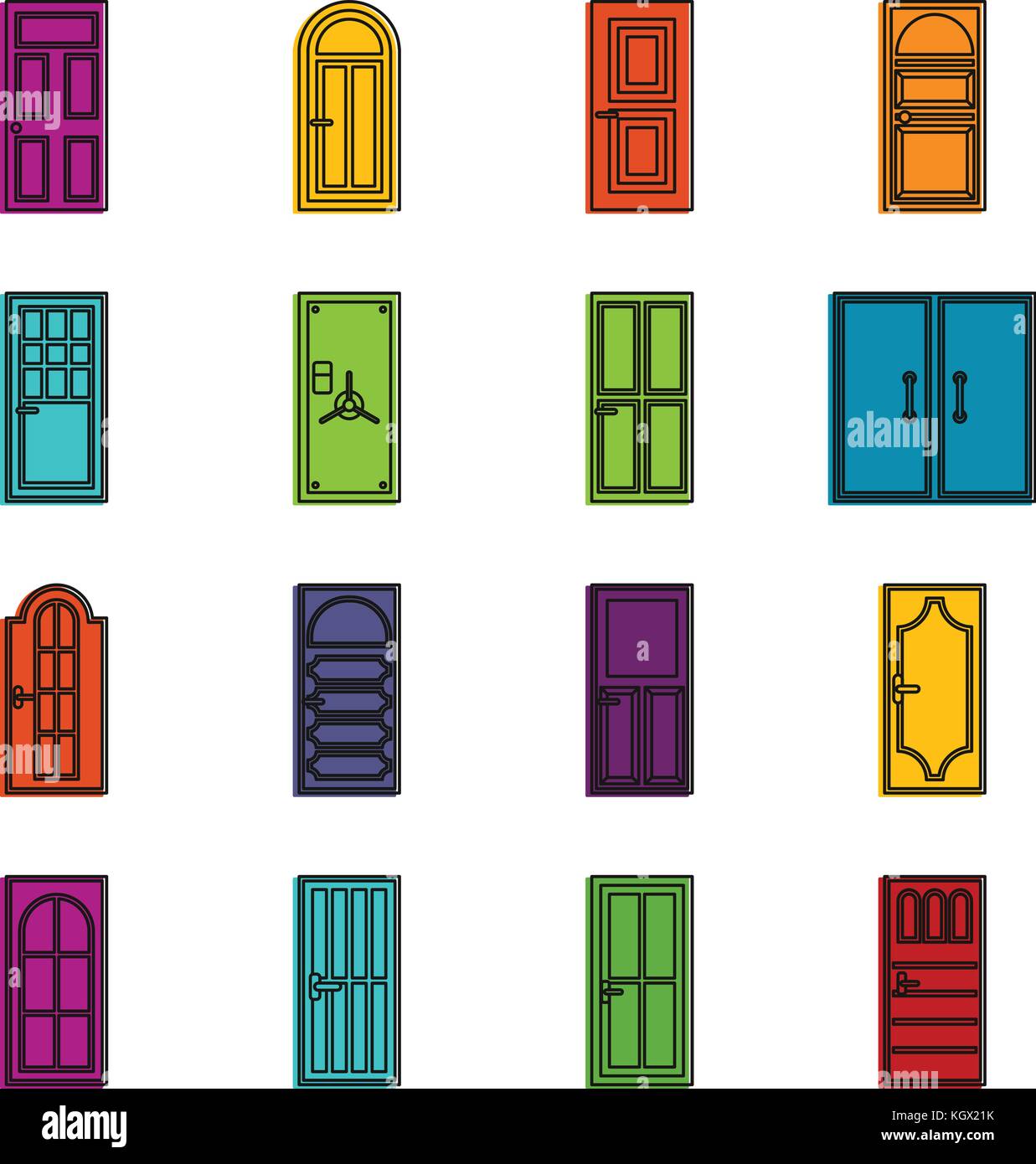 Door icons doodle set Stock Vector Image & Art - Alamy