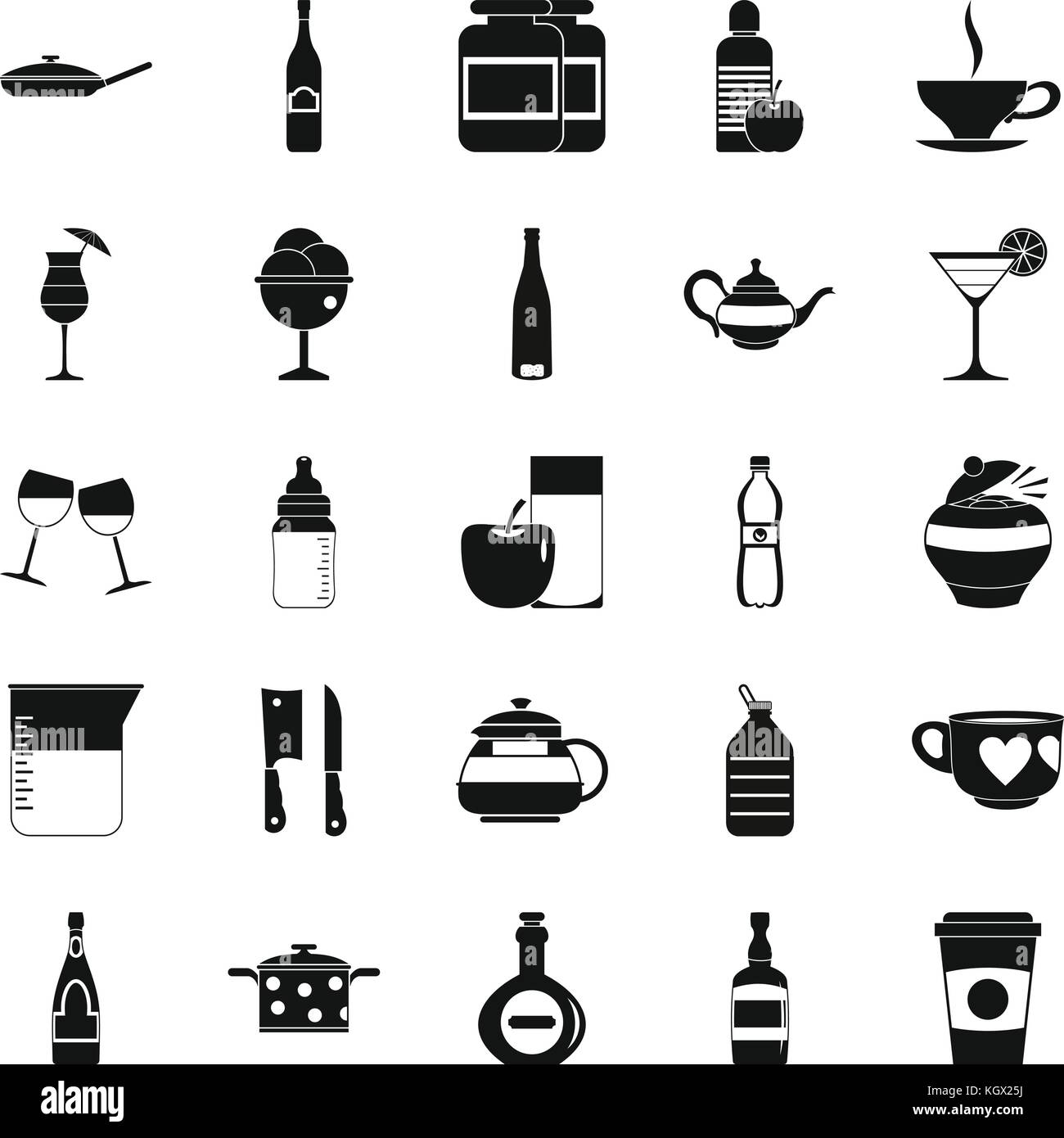 Crockery icons set, simple style Stock Vector Image & Art - Alamy