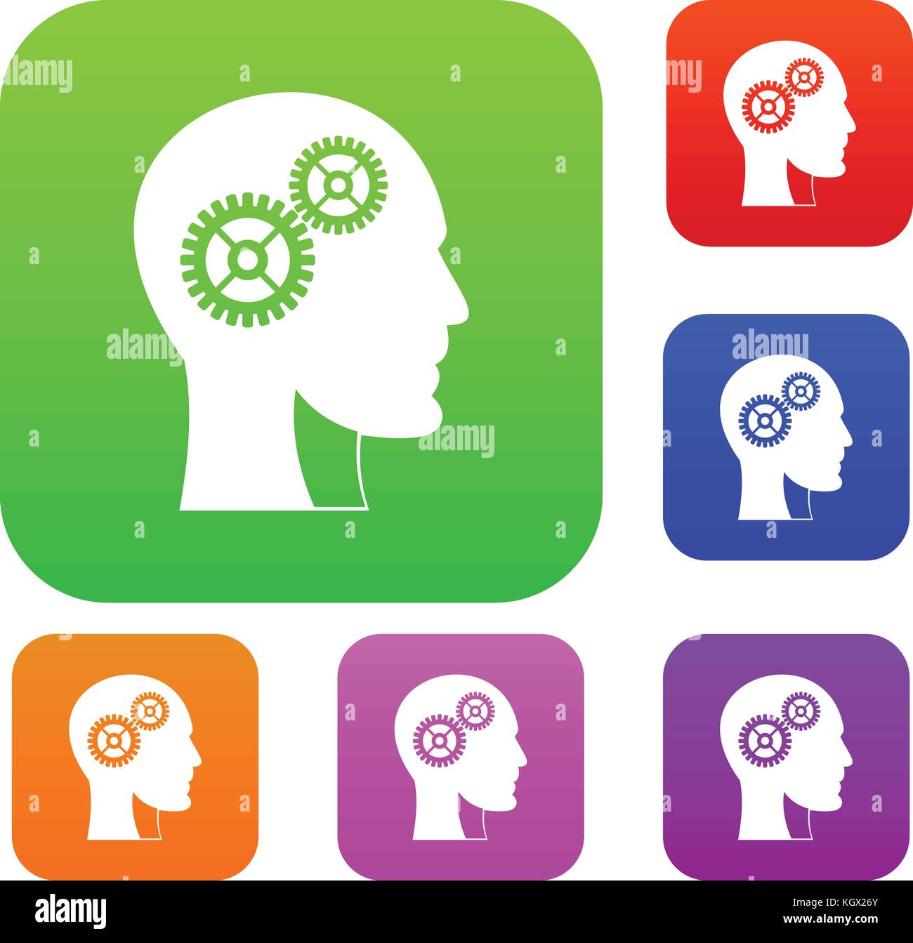 Gears in human head set color collection Stock Vector Image & Art - Alamy