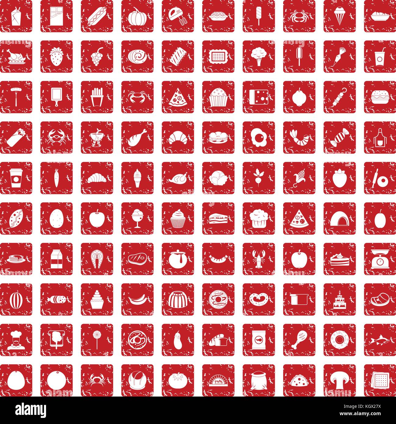 100 favorite food icons set grunge red Stock Vector Image & Art - Alamy