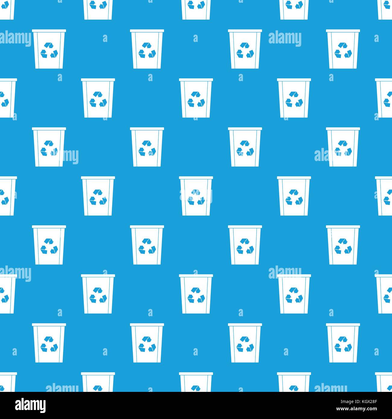 Trash bin with recycle symbol pattern seamless blue Stock Vector Image ...