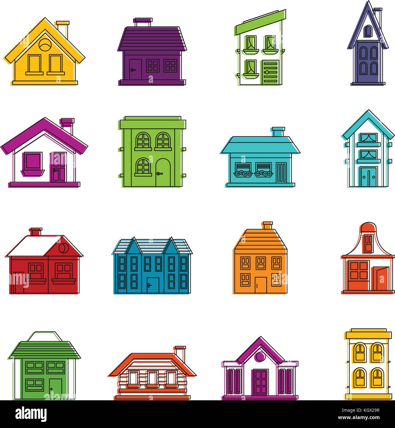 House icons doodle set Stock Vector Image & Art - Alamy