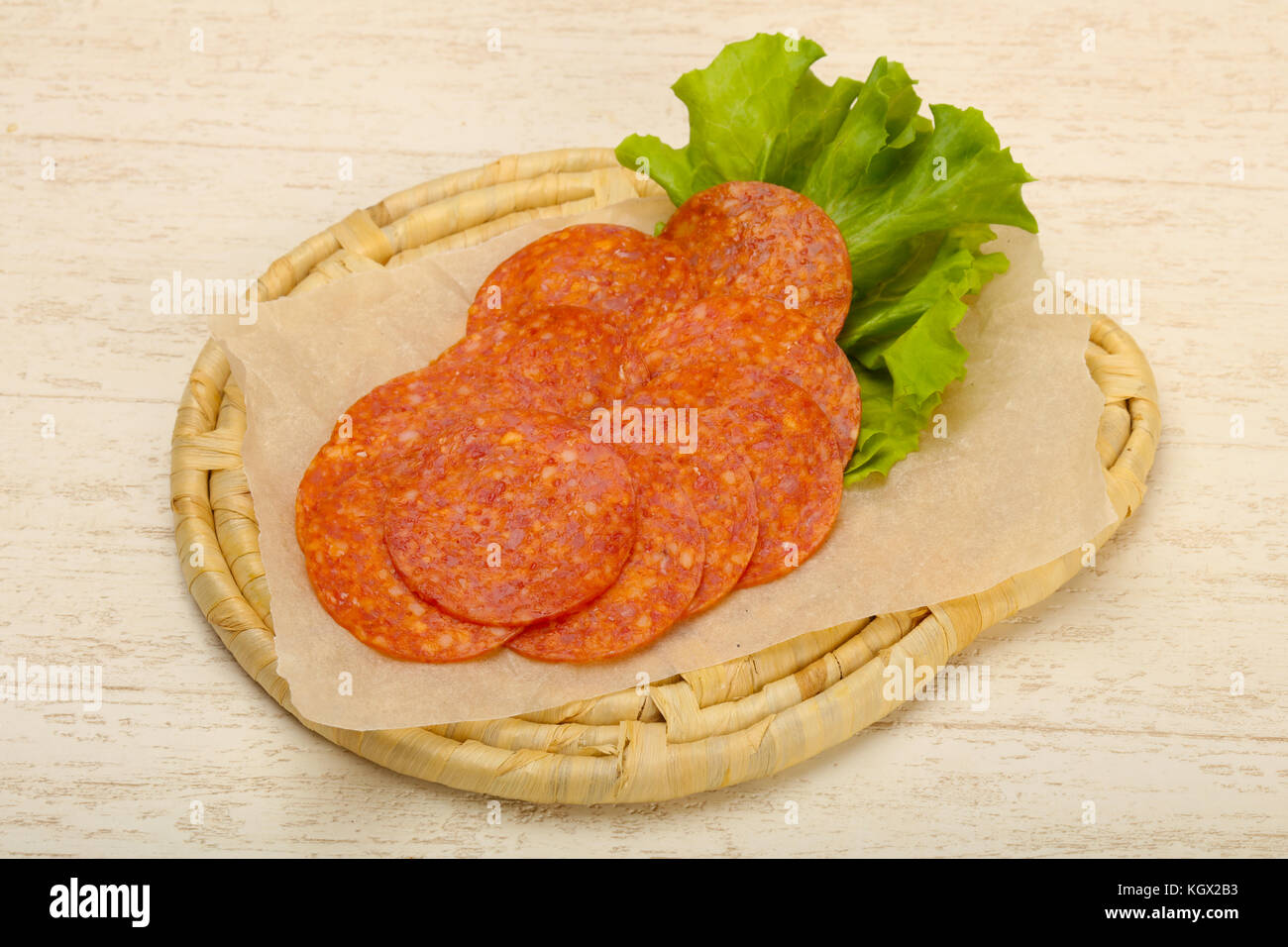 Pepperoni sliced sausage Stock Photo - Alamy