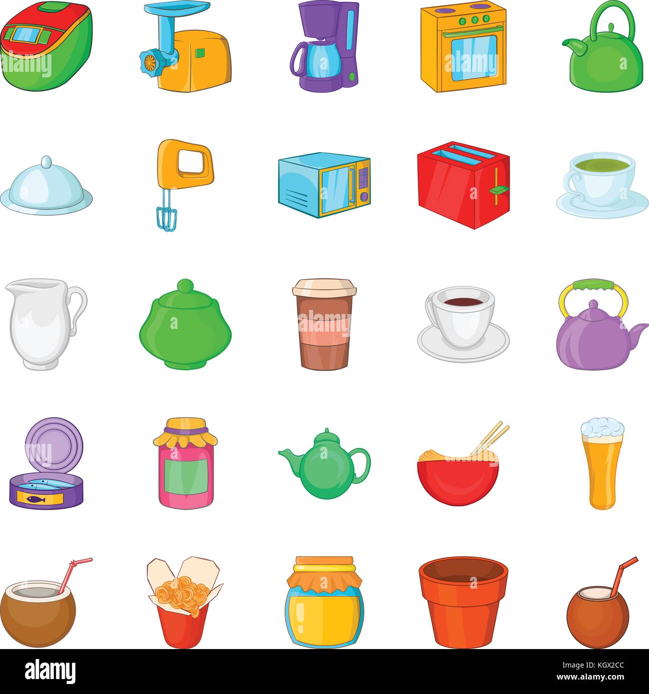 Kitchenware icons set, cartoon style Stock Vector Image & Art - Alamy