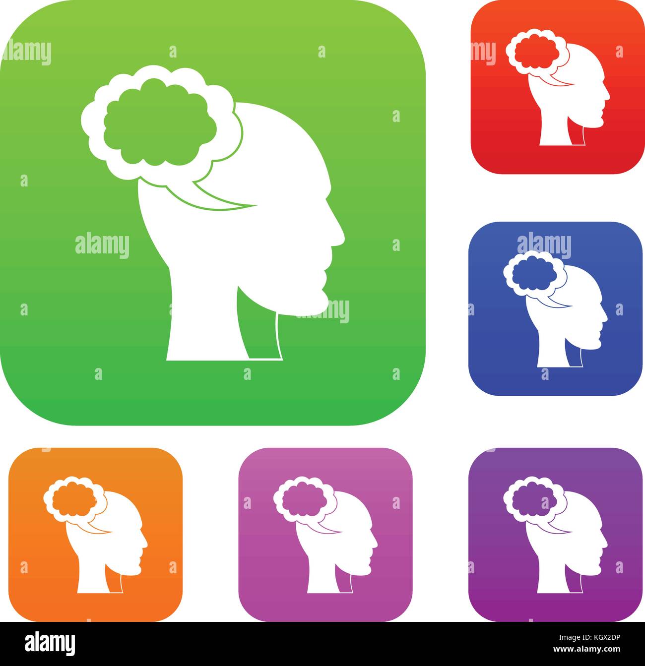 Speech bubble with human head set color collection Stock Vector Image ...