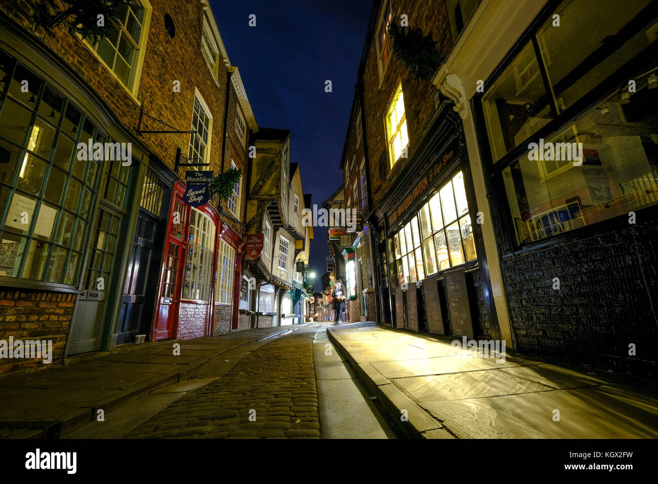 The Shambles in York at night Stock Photo - Alamy