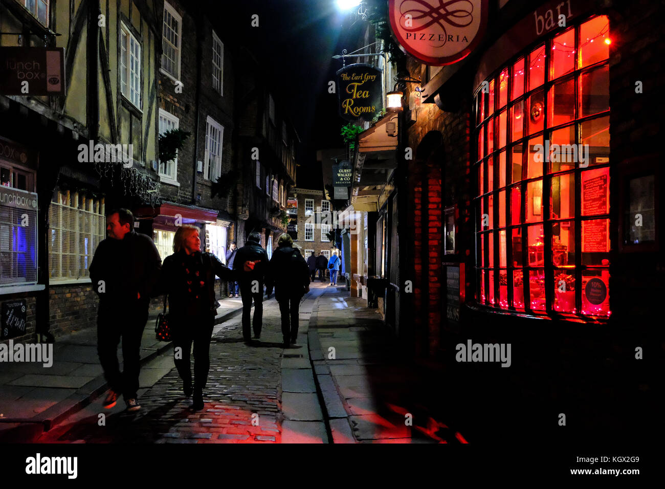 The Shambles area in York at night Stock Photo - Alamy