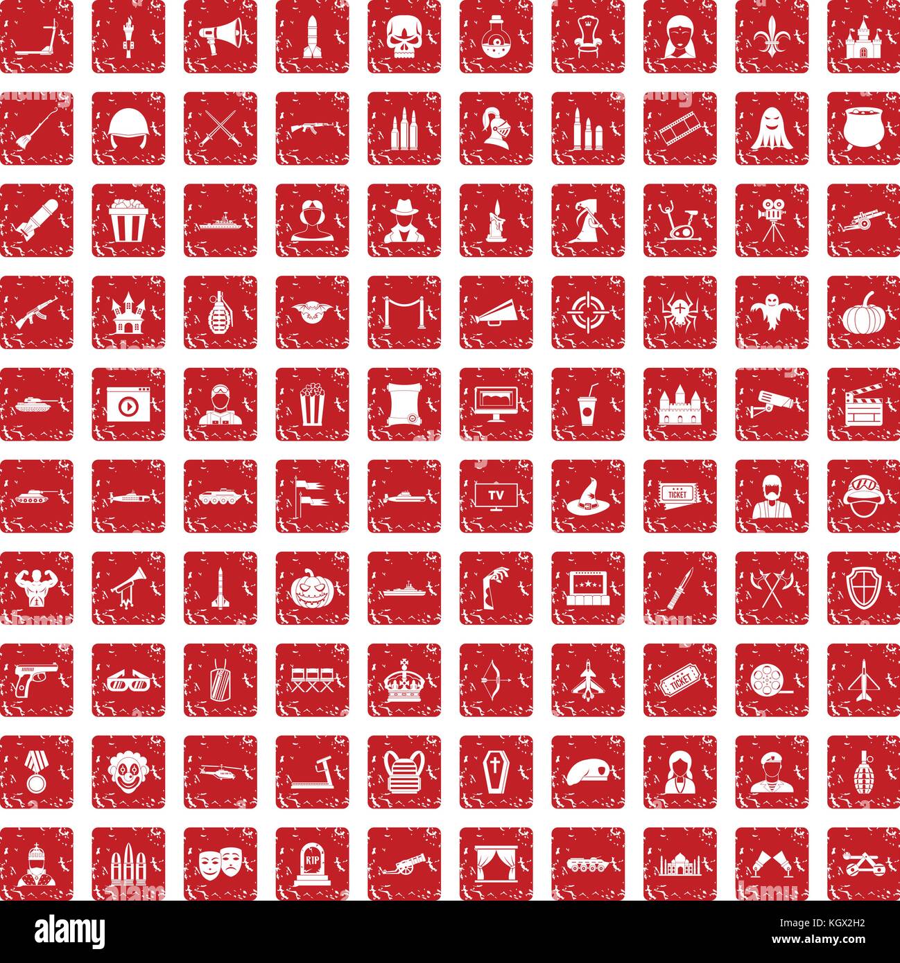 100 film icons set grunge red Stock Vector Image & Art - Alamy