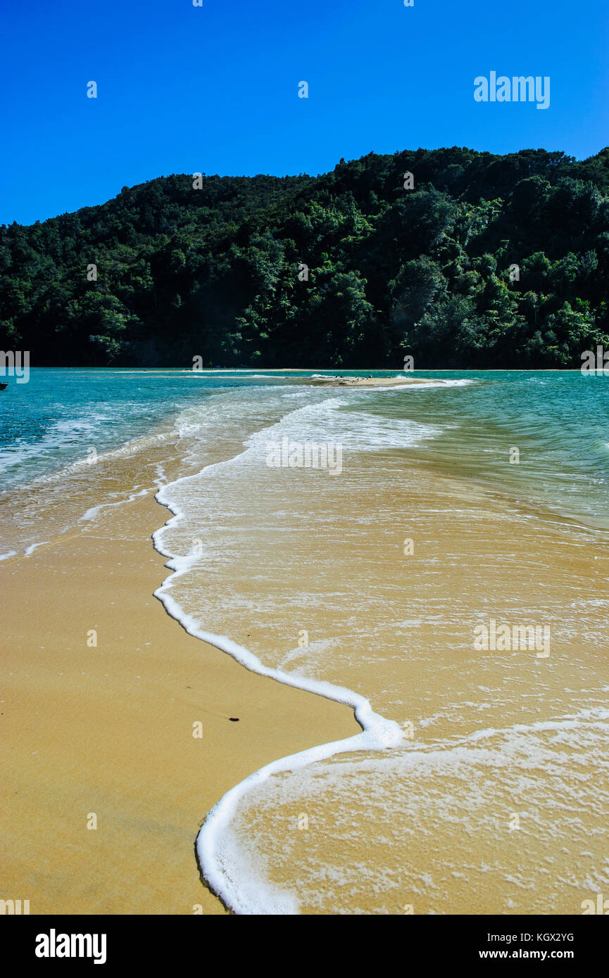 Sand split in the Abel Tasman National Park, South Island, New Zealand ...