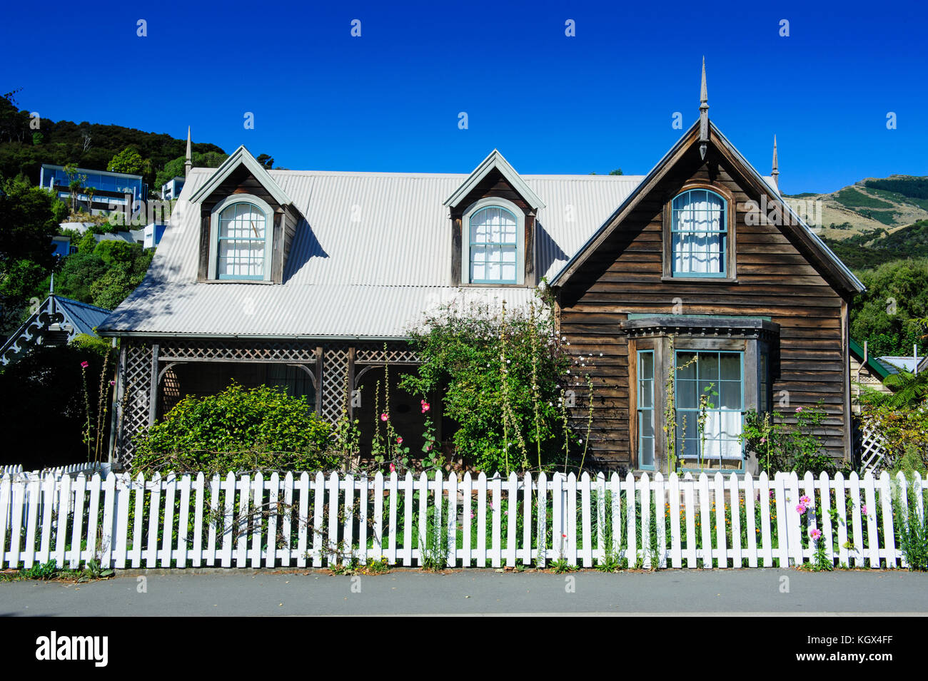 Colonial french style house in Akaroa, Banks Peninsula, South Island ...