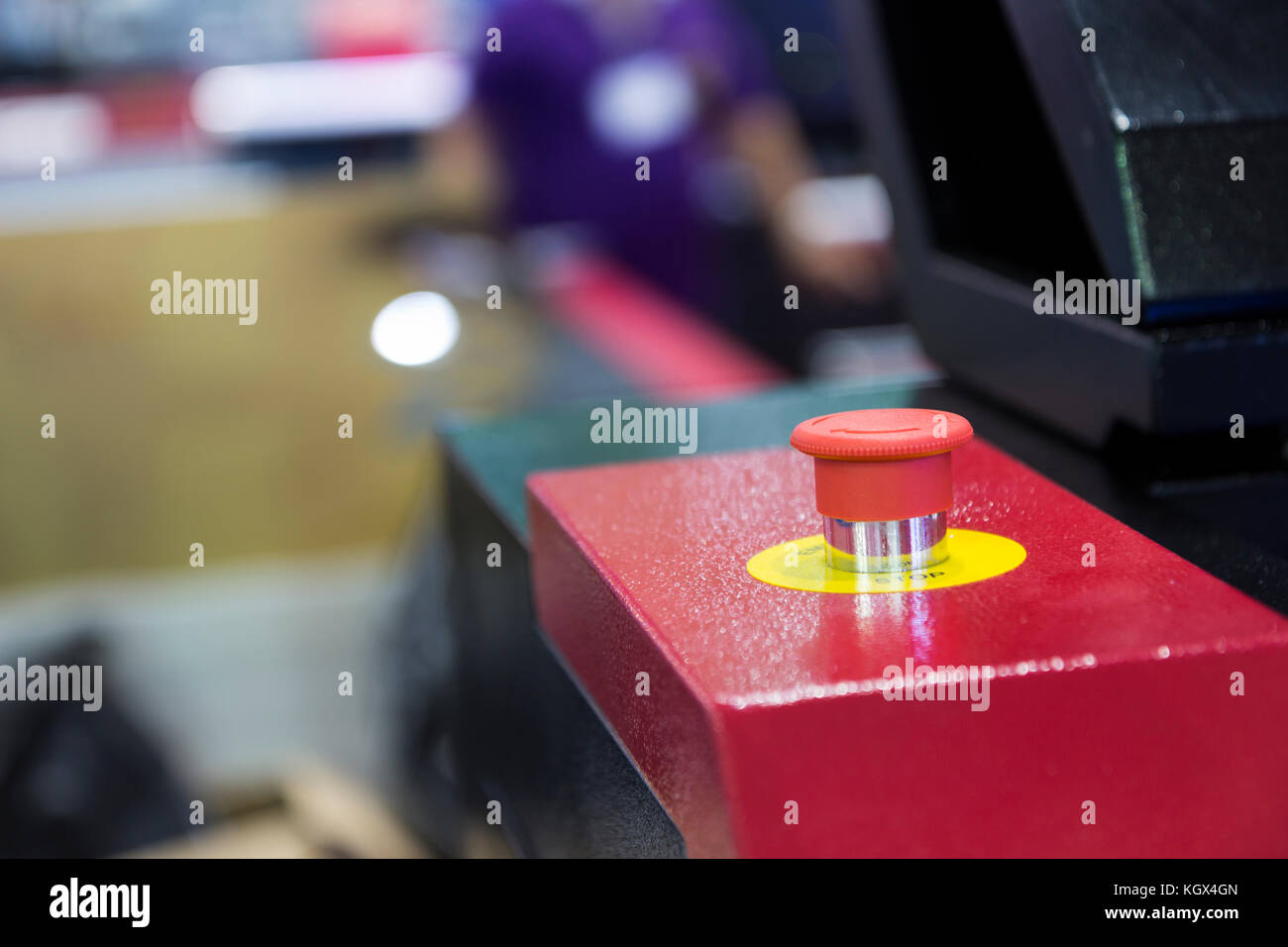 Control panel of a machine ; emergency stop ; close up Stock Photo - Alamy