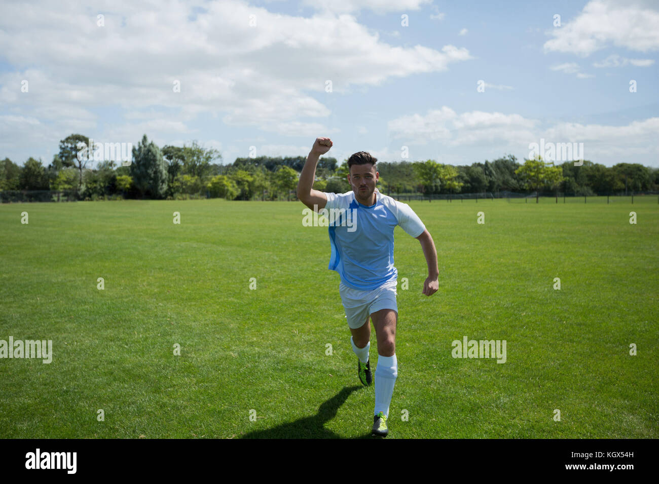 Excited football player celebrating after scoring the goal in the ...