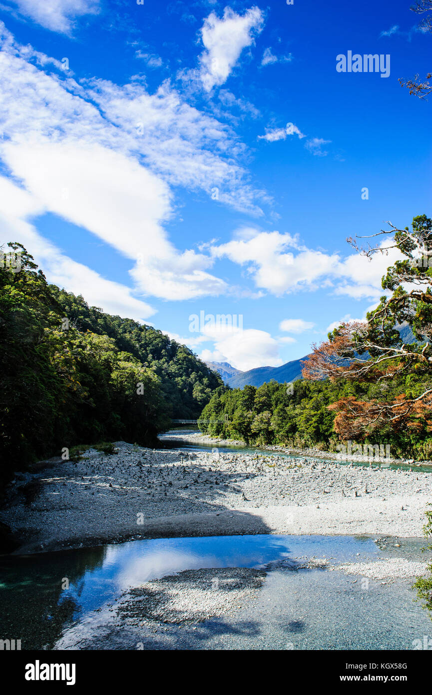 Beautiful Haast river, Haast Pass, South Island, New Zealand Stock ...