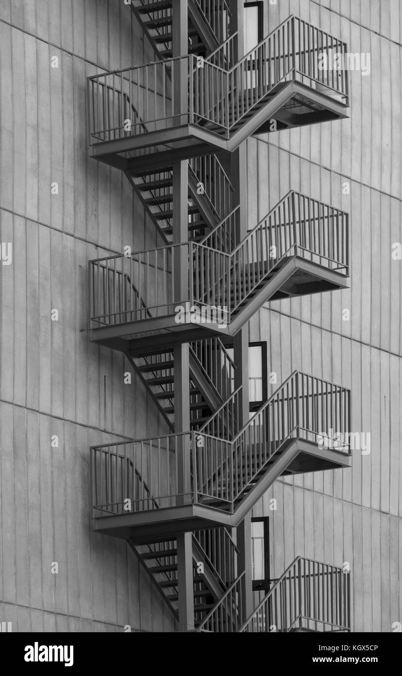 Fire escape building architecture Black and White Stock Photos & Images ...