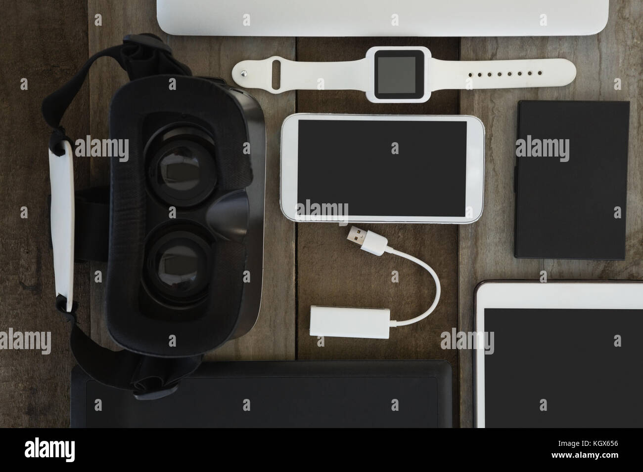 Overhead various gadgets hi-res stock photography and images - Alamy