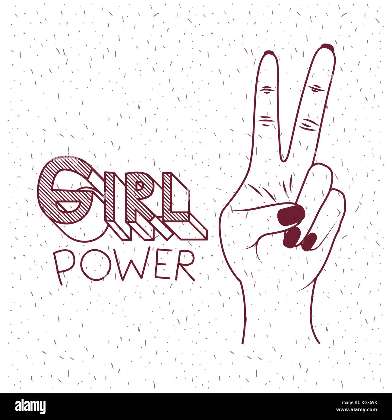girl power poster text and hand making victory sign in silhouette dark ...