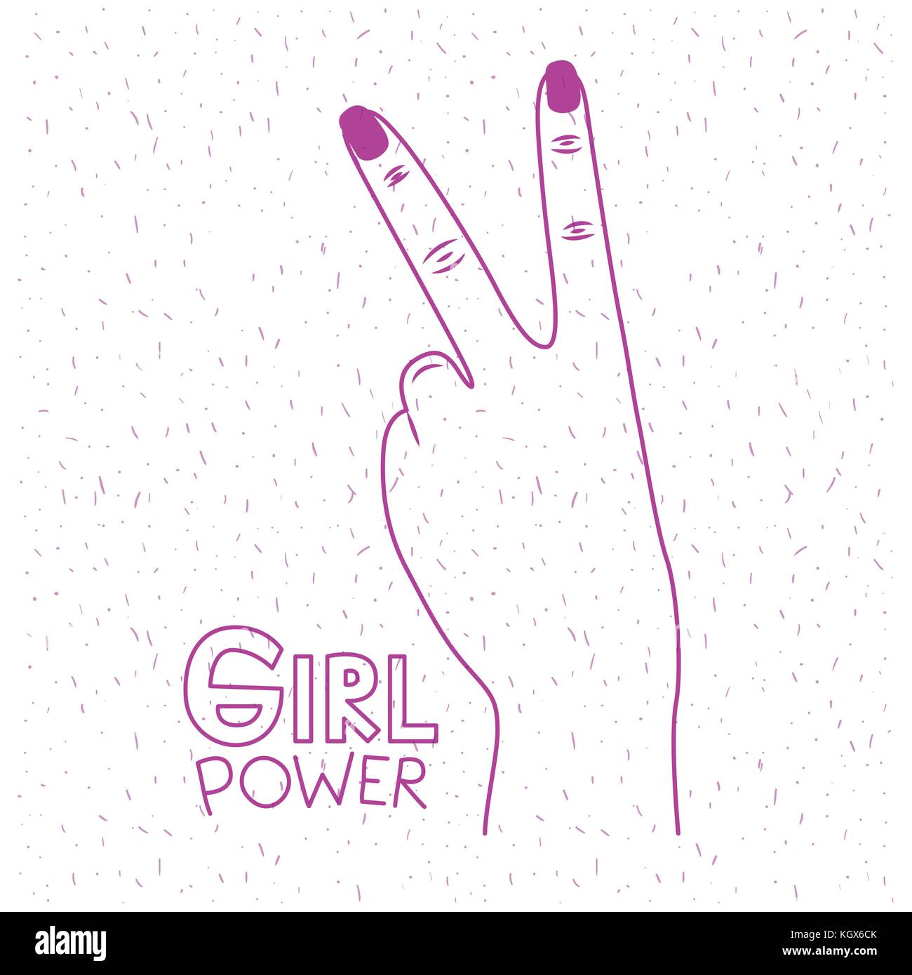 girl power poster text and hand making victory sign in silhouette ...