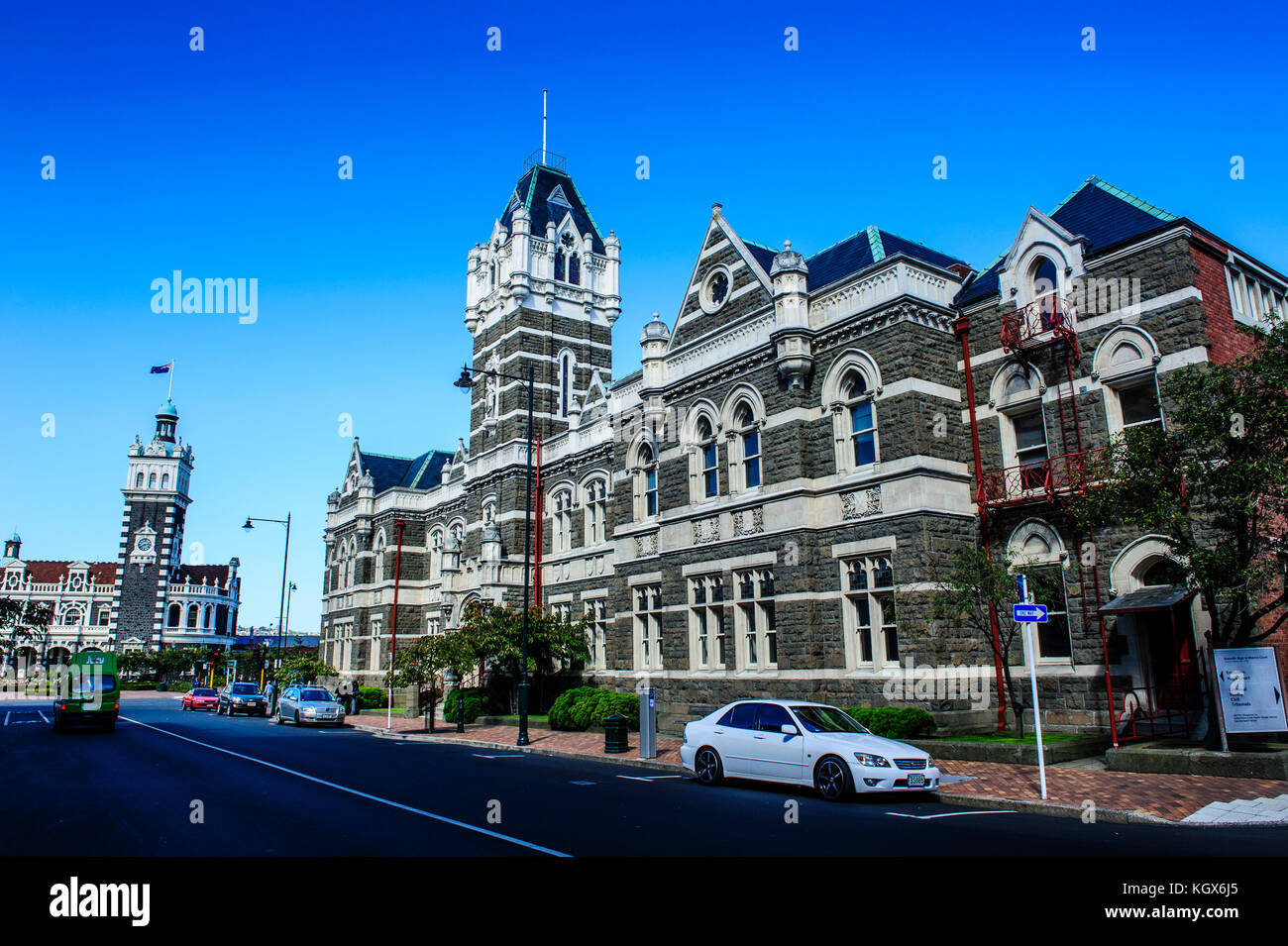 Edwardian railway station, Dunedin, South Island, New Zealand Stock ...