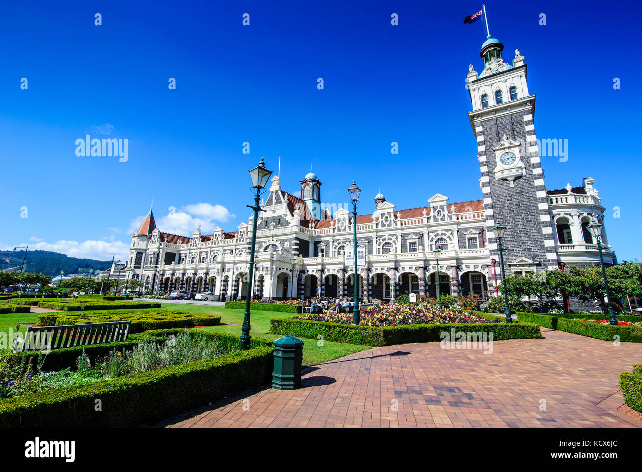 Edwardian railway station, Dunedin, South Island, New Zealand Stock ...