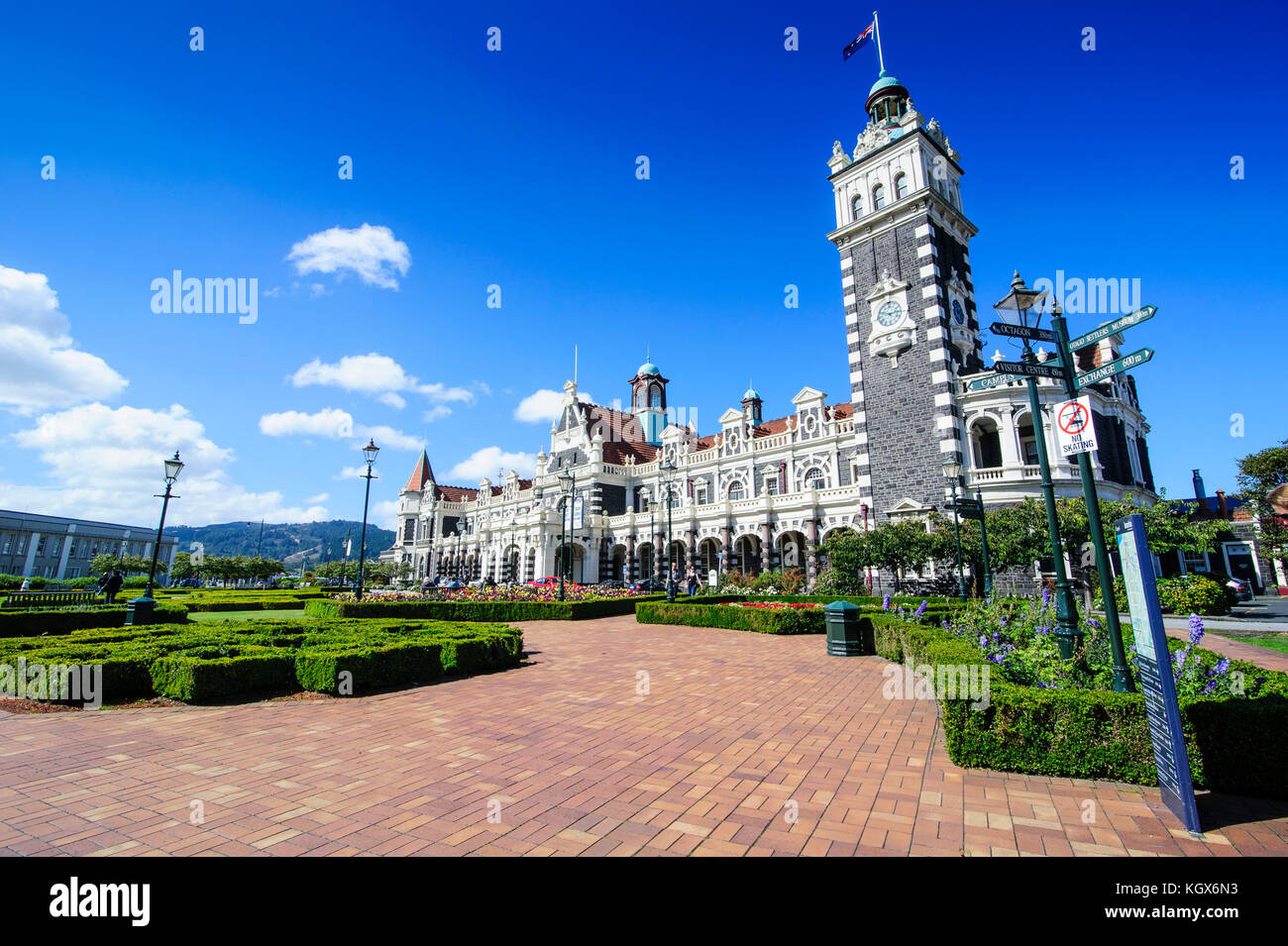 Edwardian railway station, Dunedin, South Island, New Zealand Stock ...