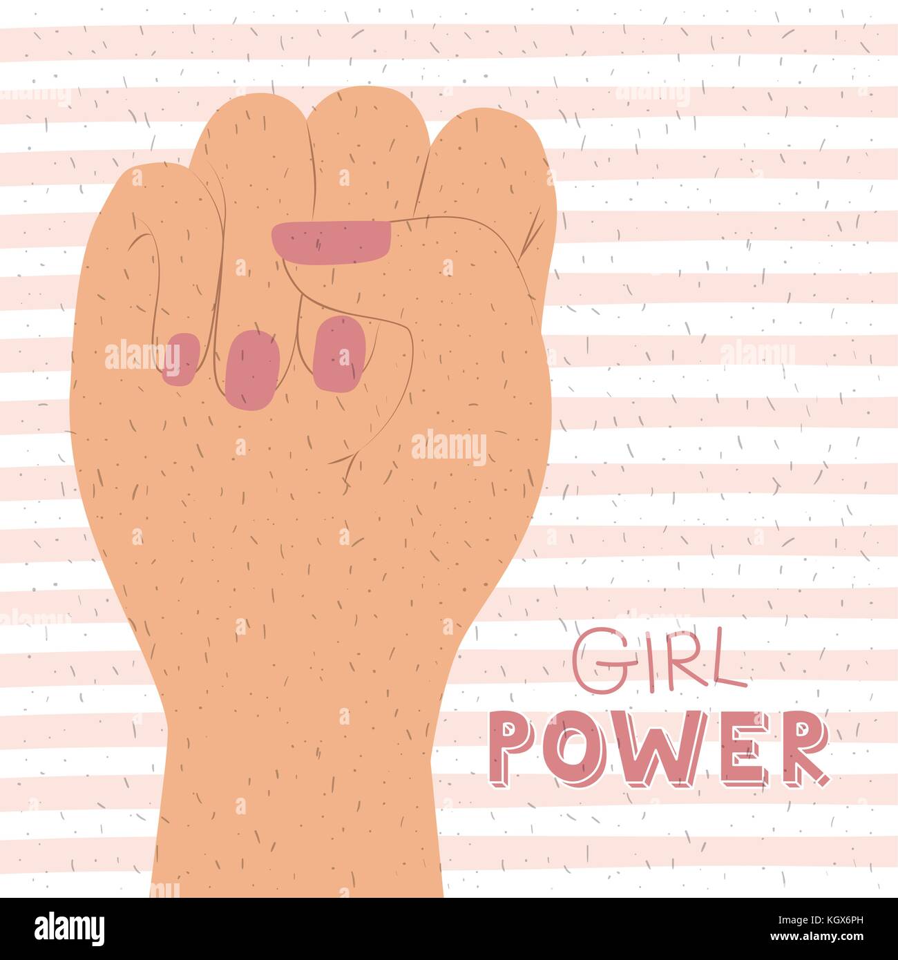 girl power poster text and hand in skin color making raised fist sign ...