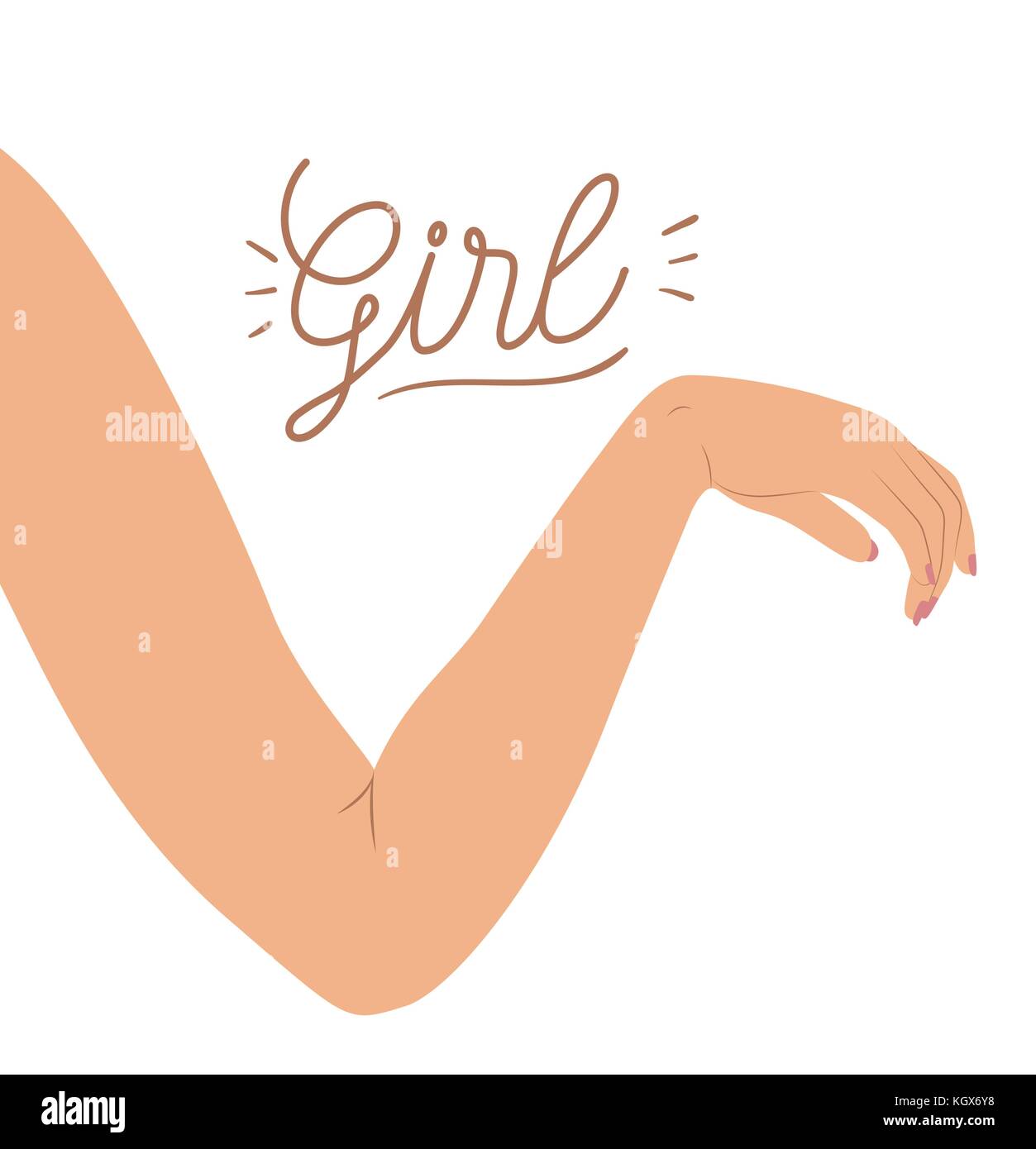 girl poster with delicate pose of female right arm in skin color on ...