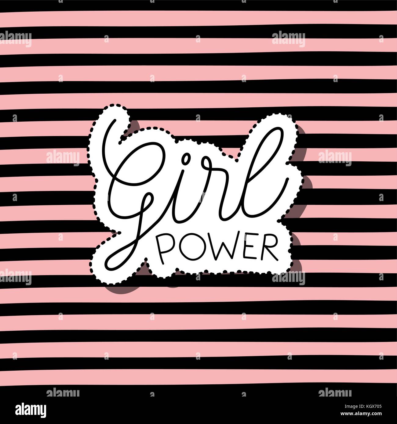 girl power text in sticker on striped background Stock Vector Image ...