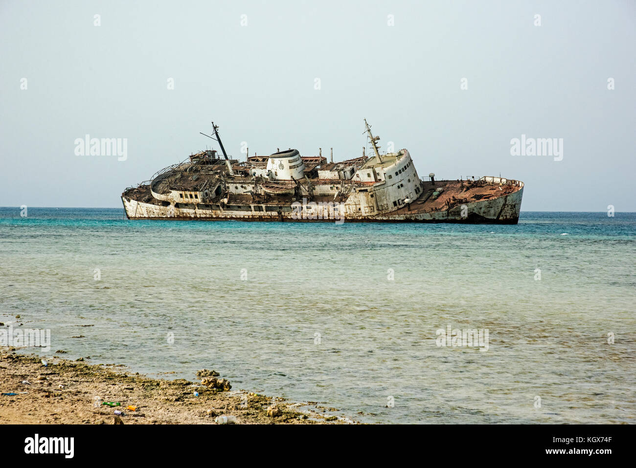 Red Sea shipwreck near Al Qattan beach area, south of Jeddah city ...