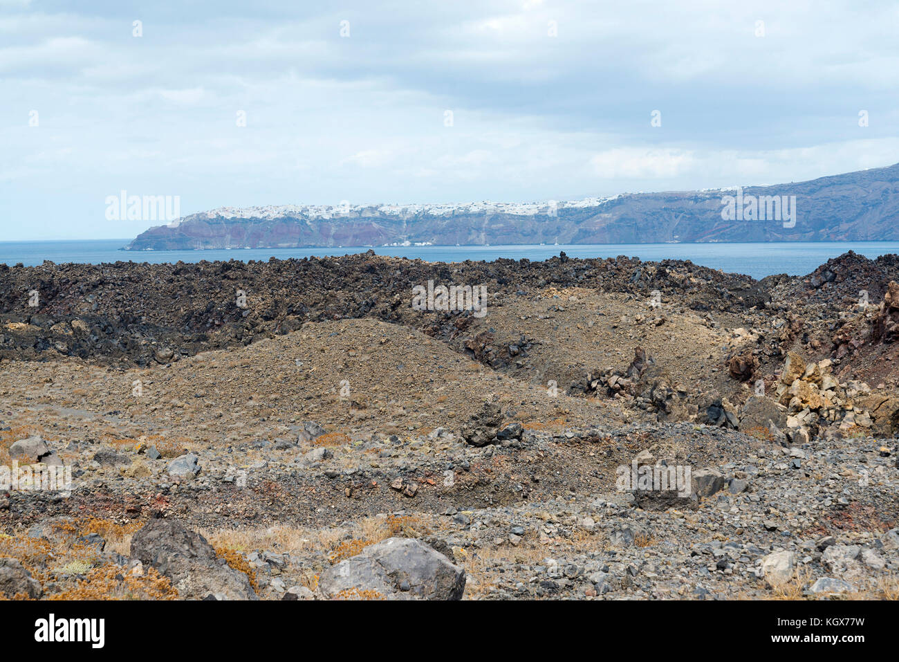 Exotic rocky road to the crater of the volcano. The volcano is located ...