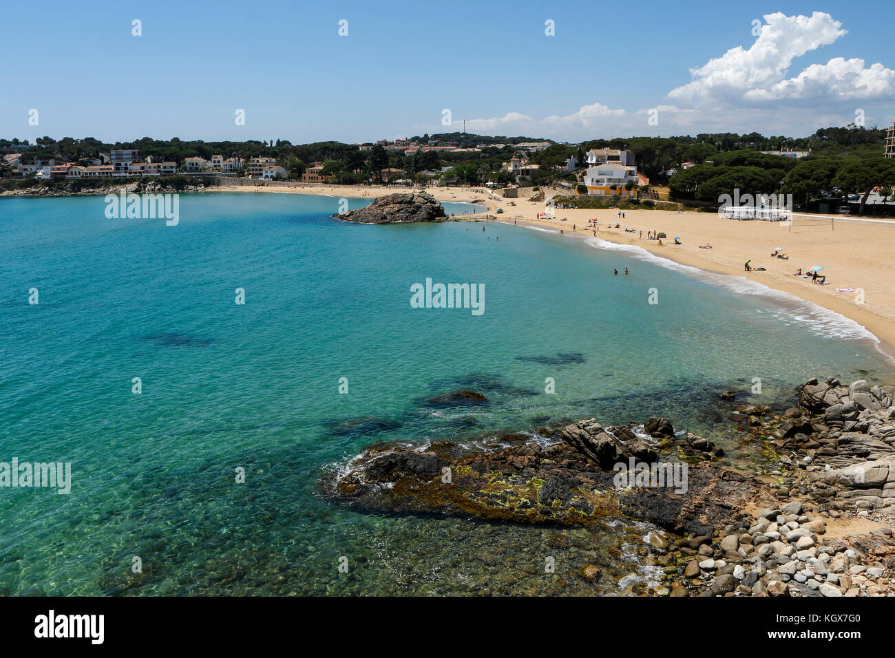 La Fosca beach near Palamos on the Costa Brava, Catalonia, Spain Stock ...