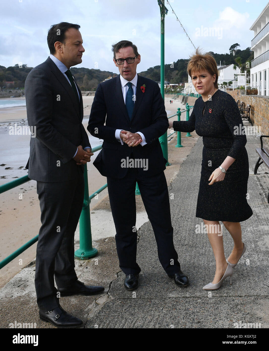 (left to right) Taoiseach Leo Varadkar, Chief Minister of Jersey Ian ...