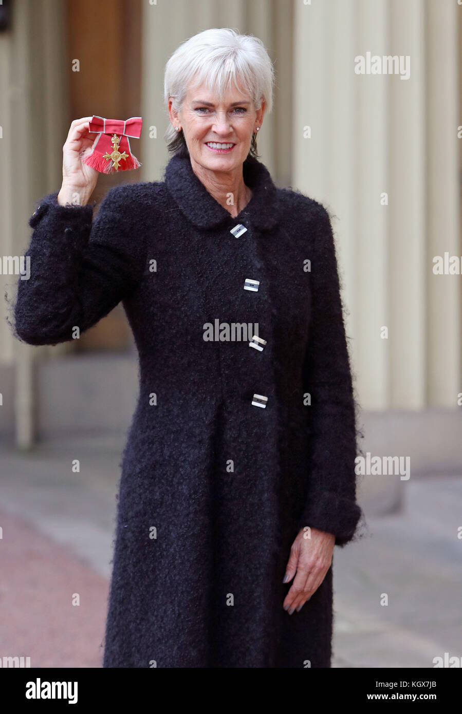 Judy Murray after she was awarded an OBE by the Duke of Cambridge at an ...