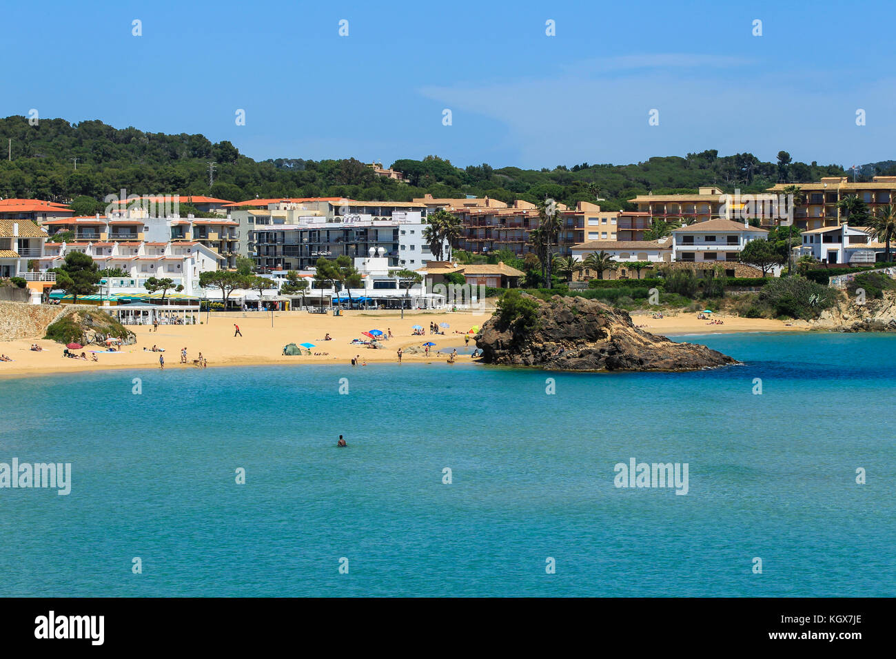 La Fosca beach near Palamos on the Costa Brava, Catalonia, Spain Stock ...