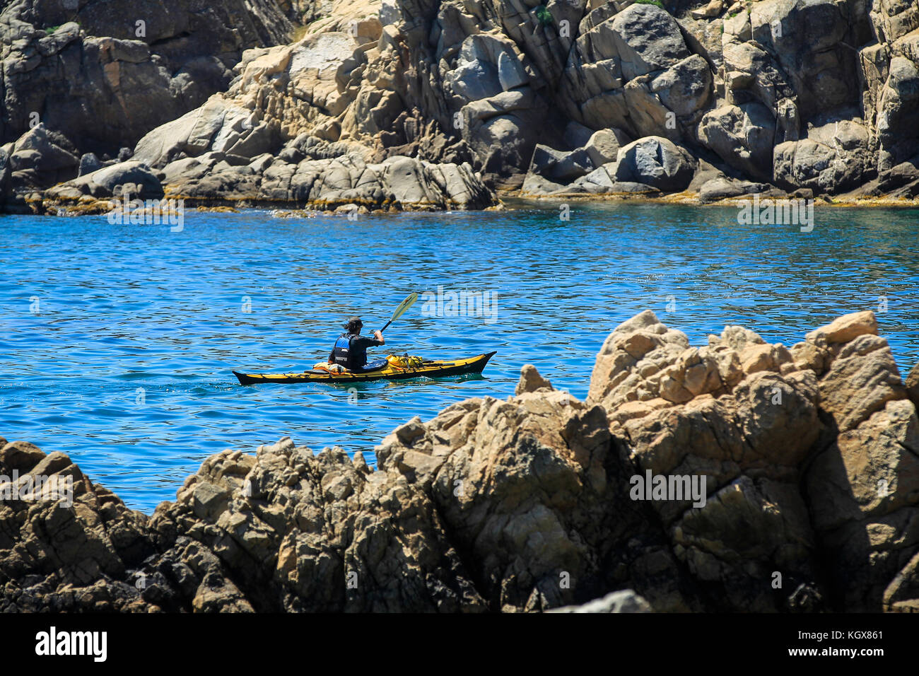 Kayaking on the Costa Brava in Catalonia, Spain Stock Photo - Alamy