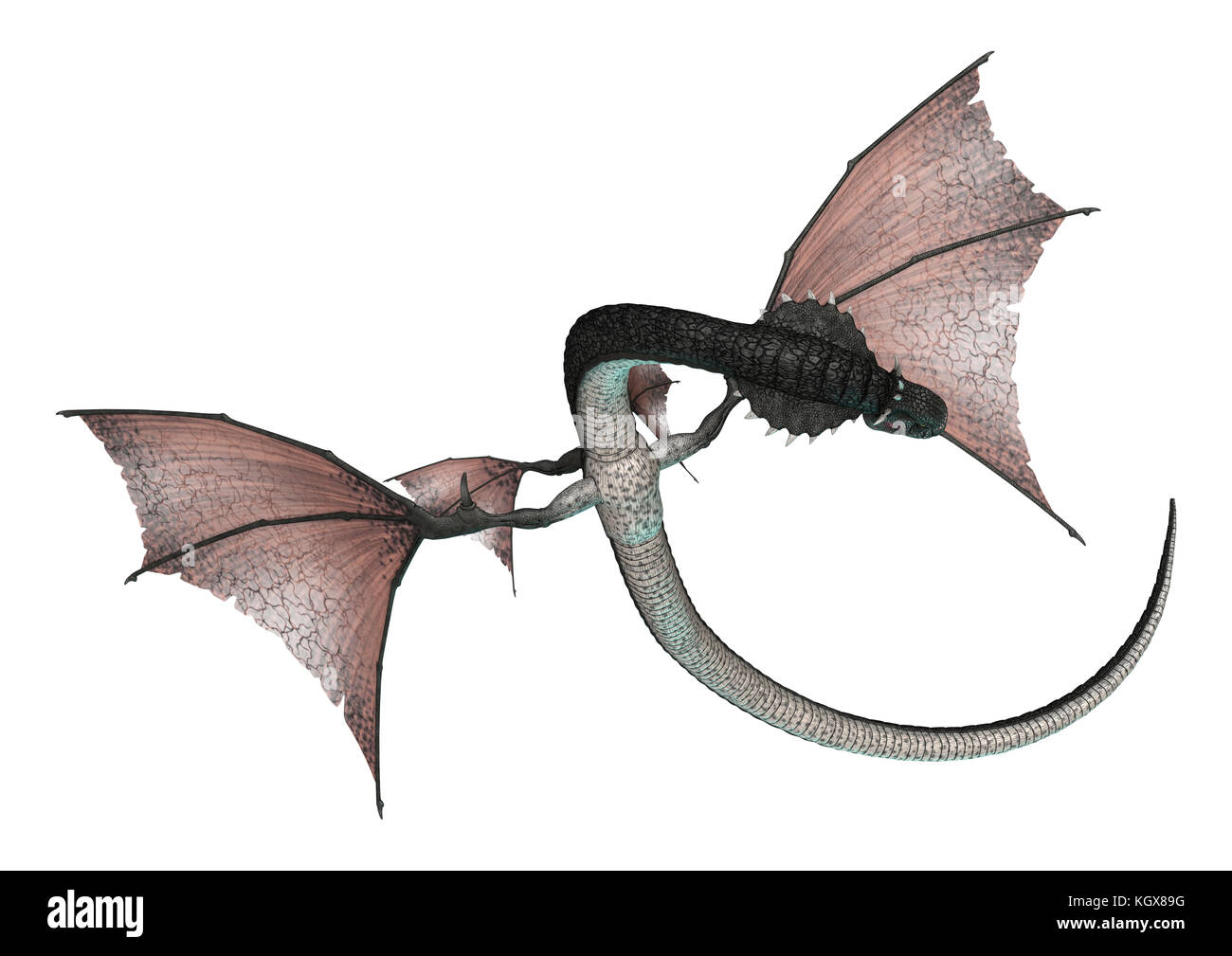 3D rendering of a fantasy snake dragon isolated on white background ...