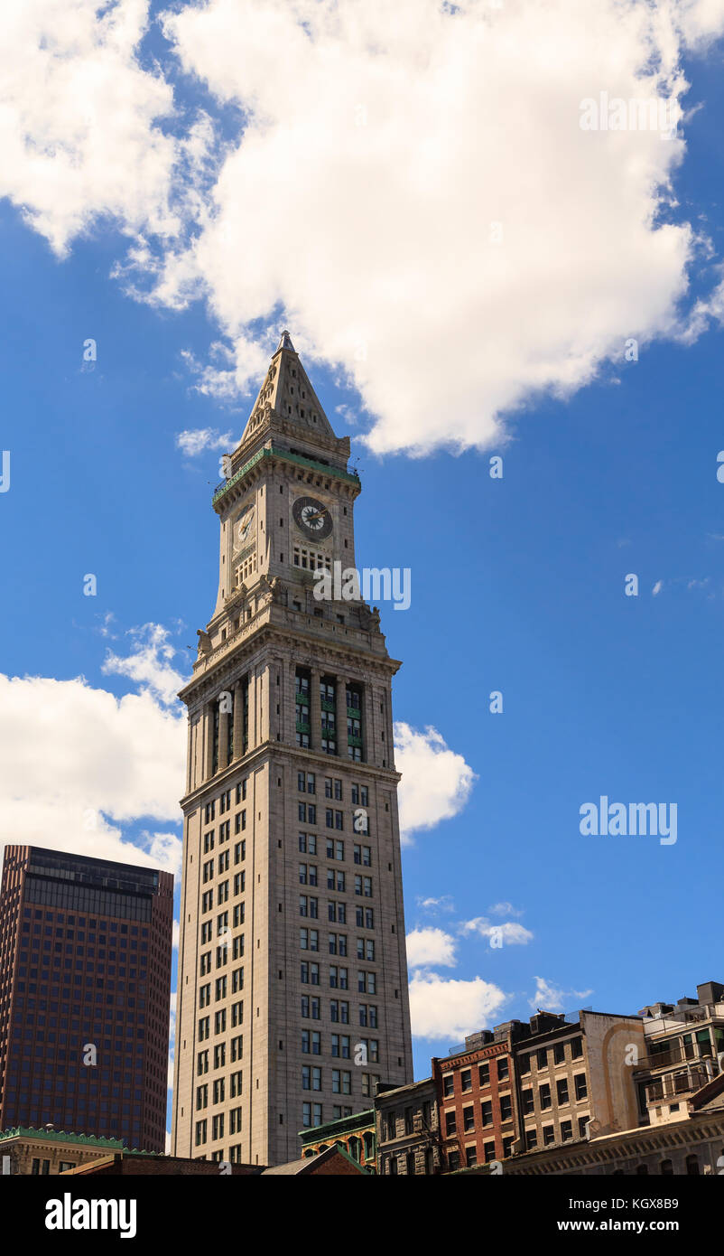 Iconic on Clock Tower in Boston Skyline Stock Photo - Alamy