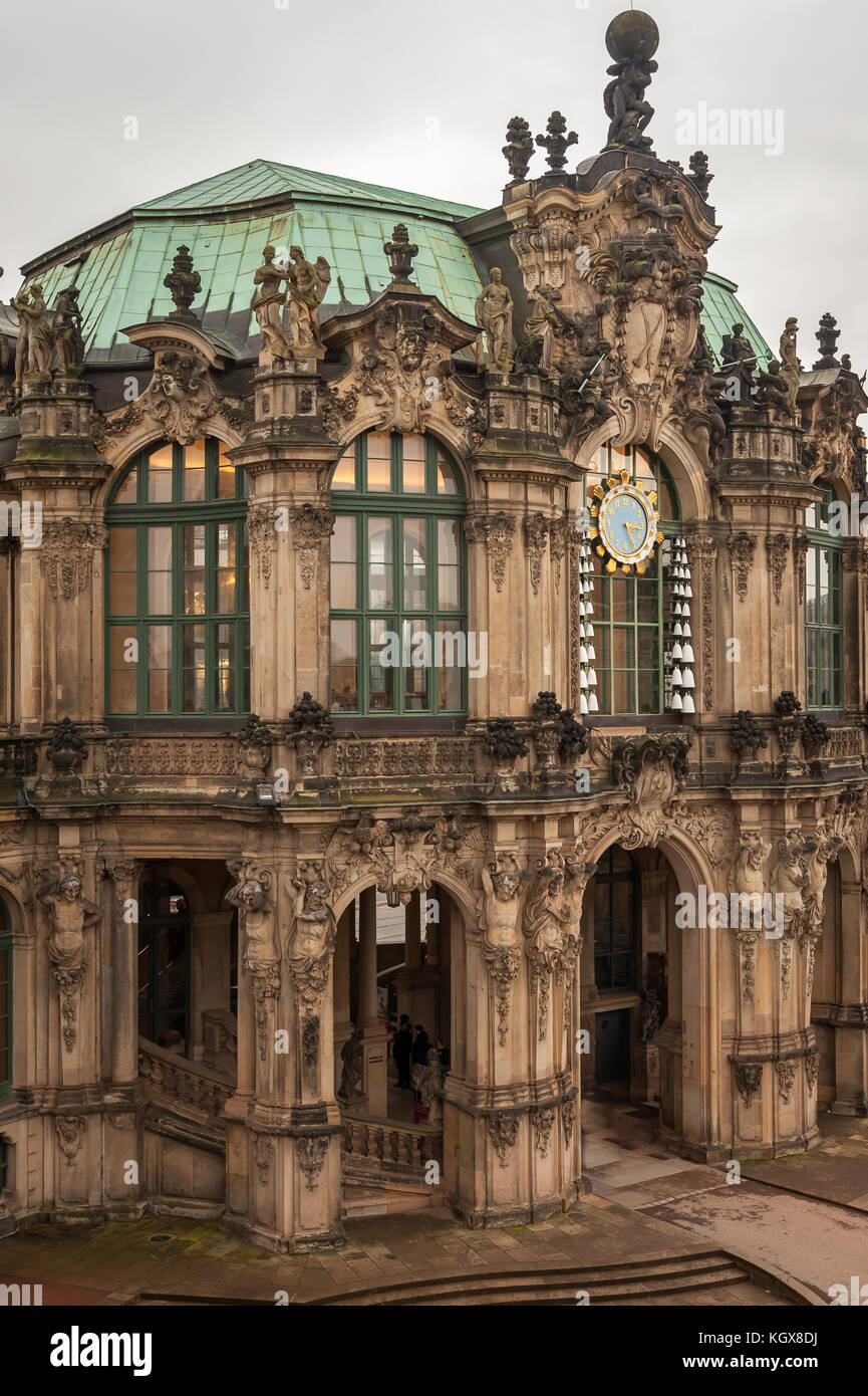 The Bell Clock of Zwinger in Dresden porcelain Stock Photo - Alamy