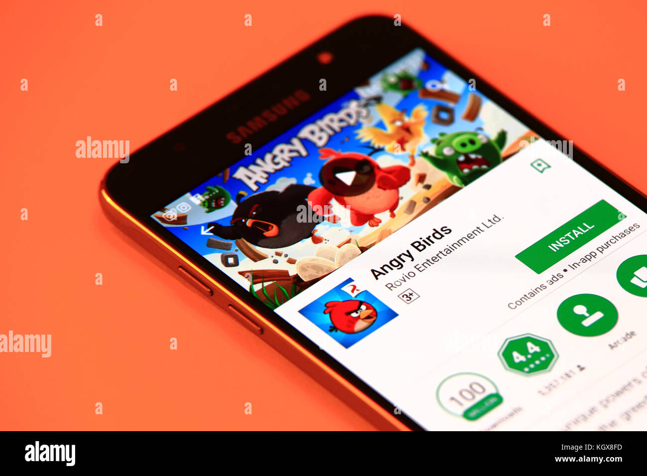 New York, USA - October 29, 2017: Angry Birds game in Play Store. Angry ...