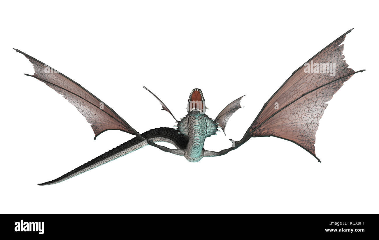 3D rendering of a fantasy snake dragon isolated on white background ...