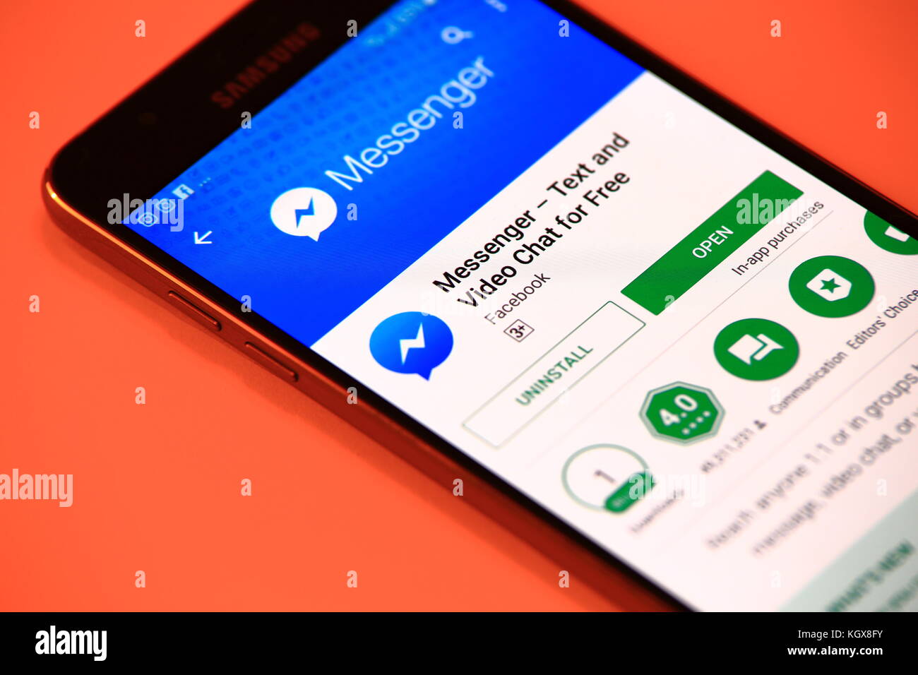 New York, USA - October 29, 2017: Facebook messenger application in ...